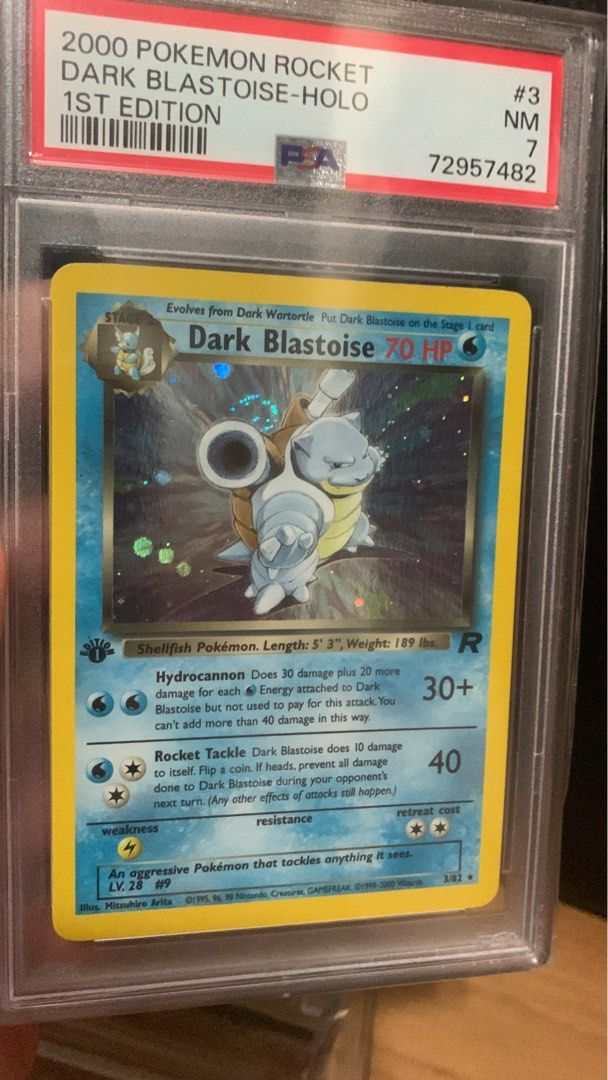 First Edition Dark Blastoise PSA7 with swirl!, Hobbies & Toys ...