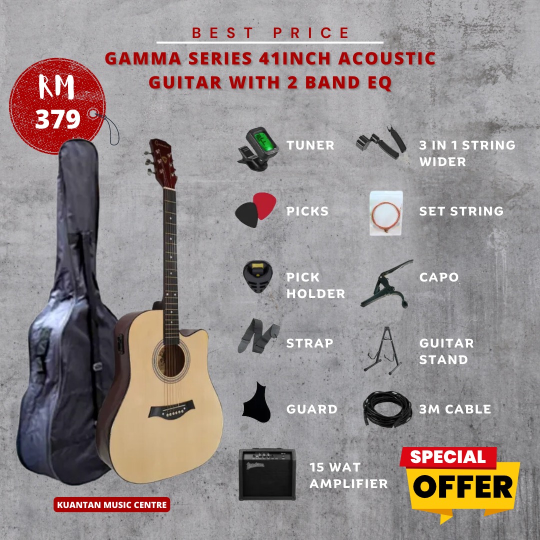 GAMMA Series 41inch Acoustic Guitar EQ (FT221-EQ), Hobbies & Toys ...