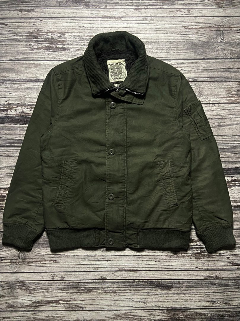 VINTAGE GEORGE CASUAL CANVAS JACKET ARMY GREEN MILITARY N-1 // Hysteric ...