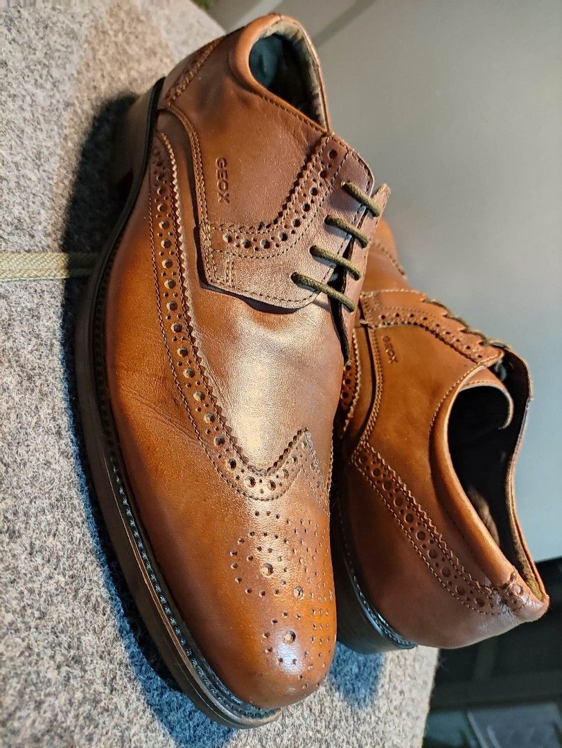 Geox Respira Italian Patent - Wingtip Brogue Casual/Office Leather ...