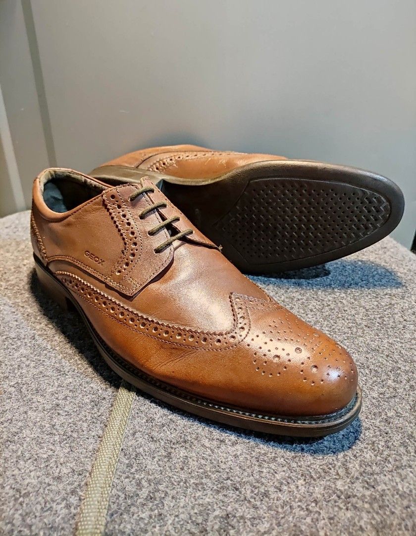 Geox Respira Italian Patent - Wingtip Brogue Casual/Office Leather ...