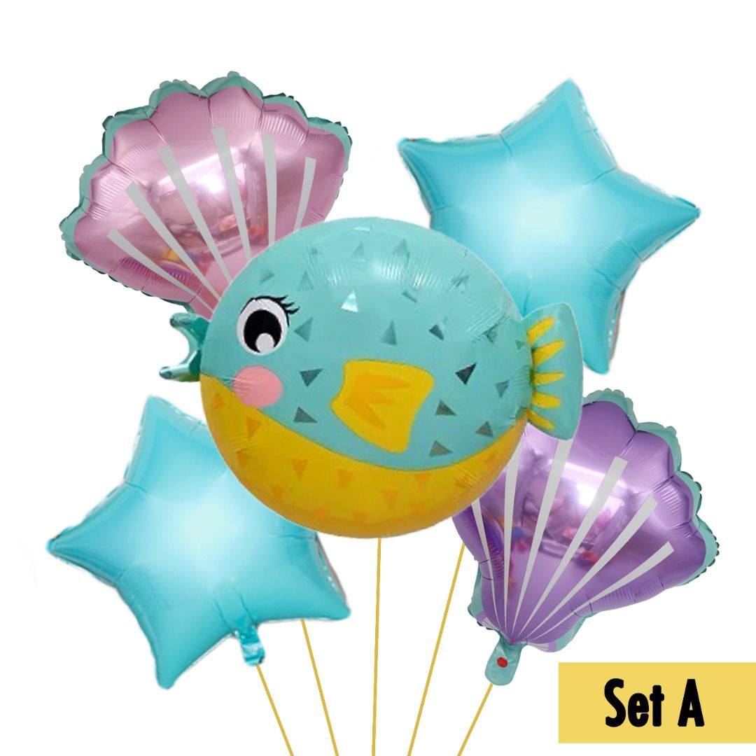 [Helium] Underwater Sea Animal Fish Crab Seahorse Ocean Balloons ...