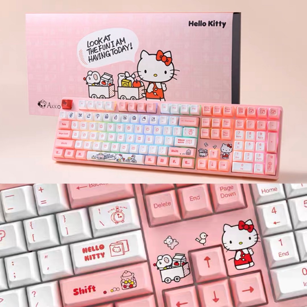 HELLO KITTY Sanrio X AKKO TTC version KEYBOARD PINK PC / LAPTOP WIRED ...