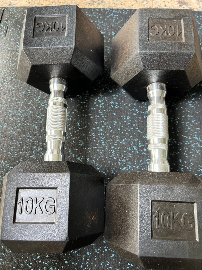 Hexagon dumbbell 10 Kg pair, Sports Equipment, Exercise & Fitness ...