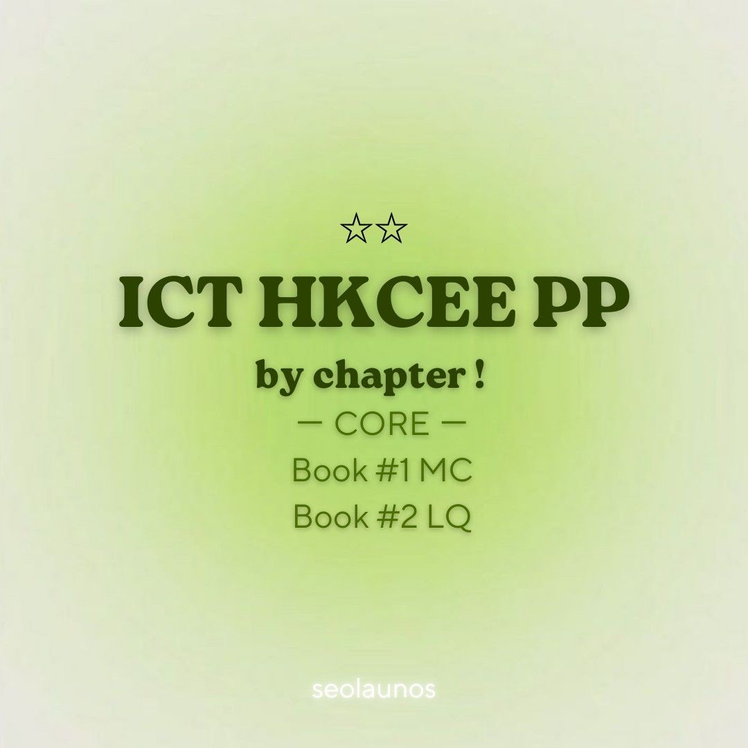 ICT HKCEE PP CORE By-topic (MC + LQ), 興趣及遊戲, 書本 & 文具, 書本及雜誌 - 補充練習 ...