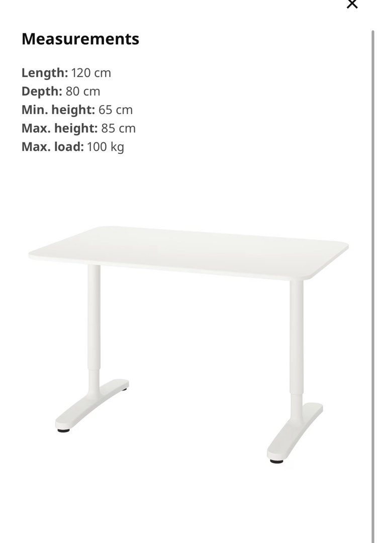 IKEA Bekant white desk, Furniture & Home Living, Furniture, Tables ...