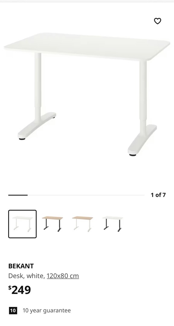 IKEA Bekant white desk, Furniture & Home Living, Furniture, Tables ...