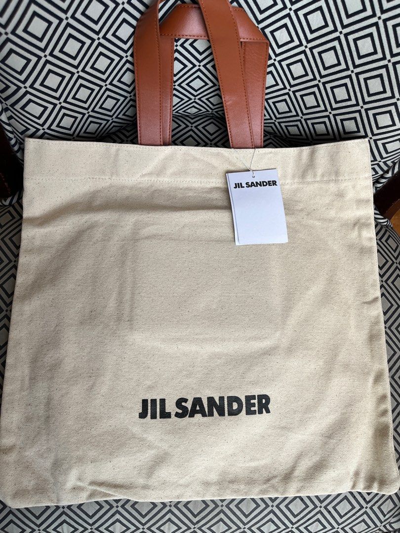 Jill Sander Canvass Tote With Leather Strap, Women's Fashion, Bags ...