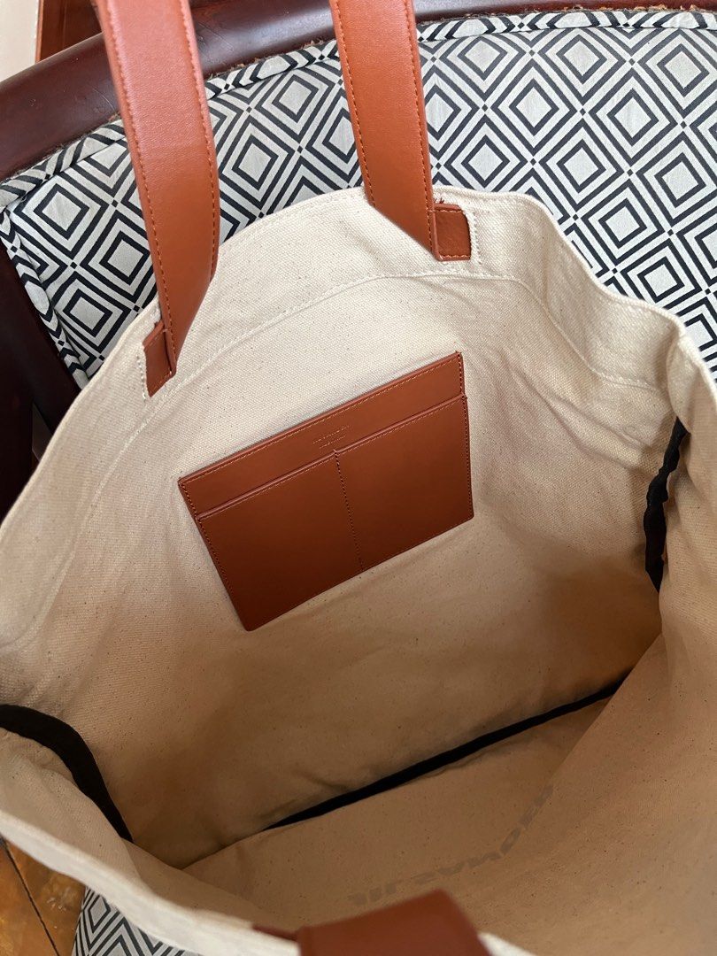 Jill Sander Canvass Tote With Leather Strap, Women's Fashion, Bags ...