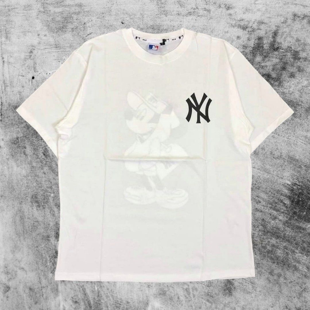 Kaos MLB New York Yankees Mickey Mouse Putih, Fesyen Pria, Pakaian ...