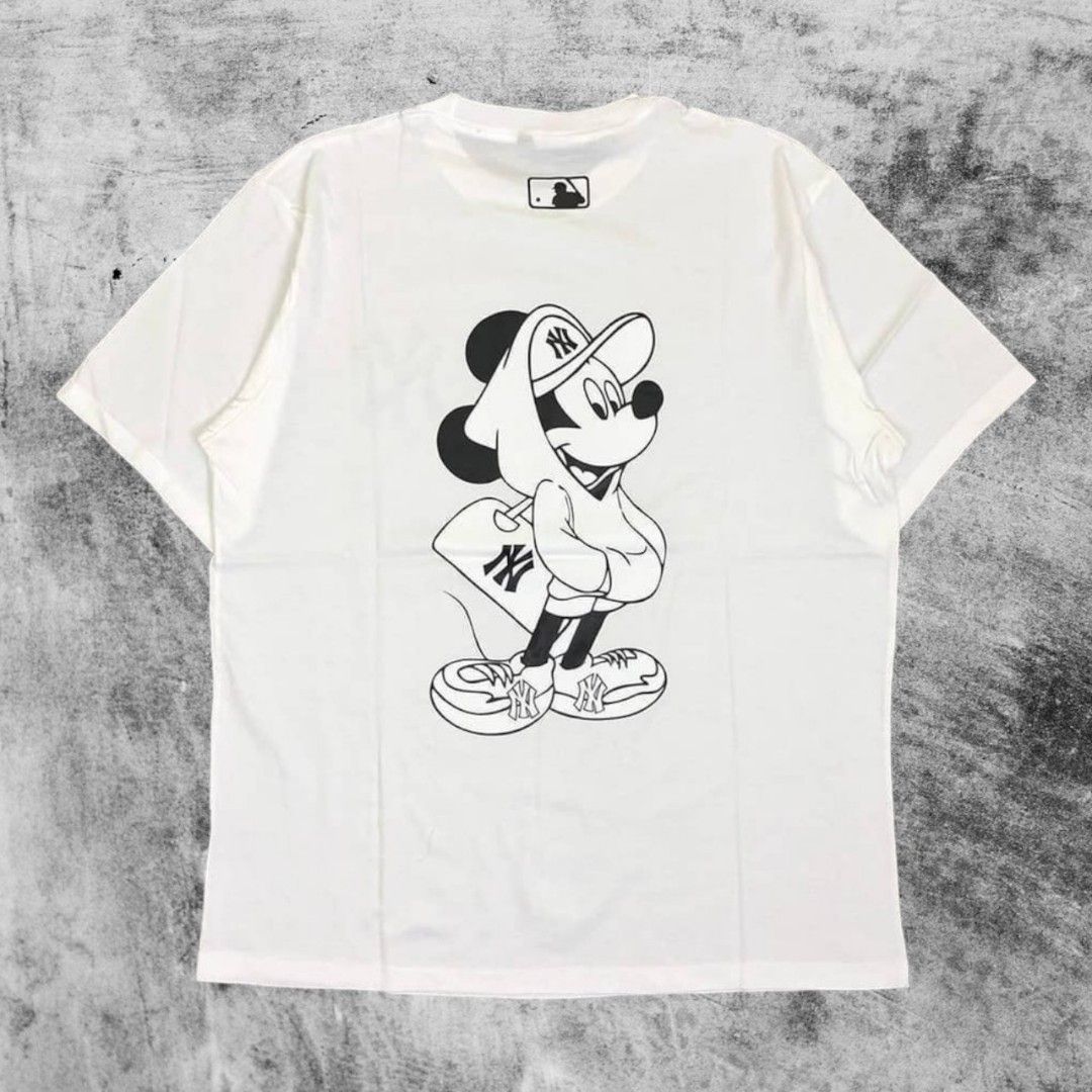 Kaos MLB New York Yankees Mickey Mouse Putih, Fesyen Pria, Pakaian ...