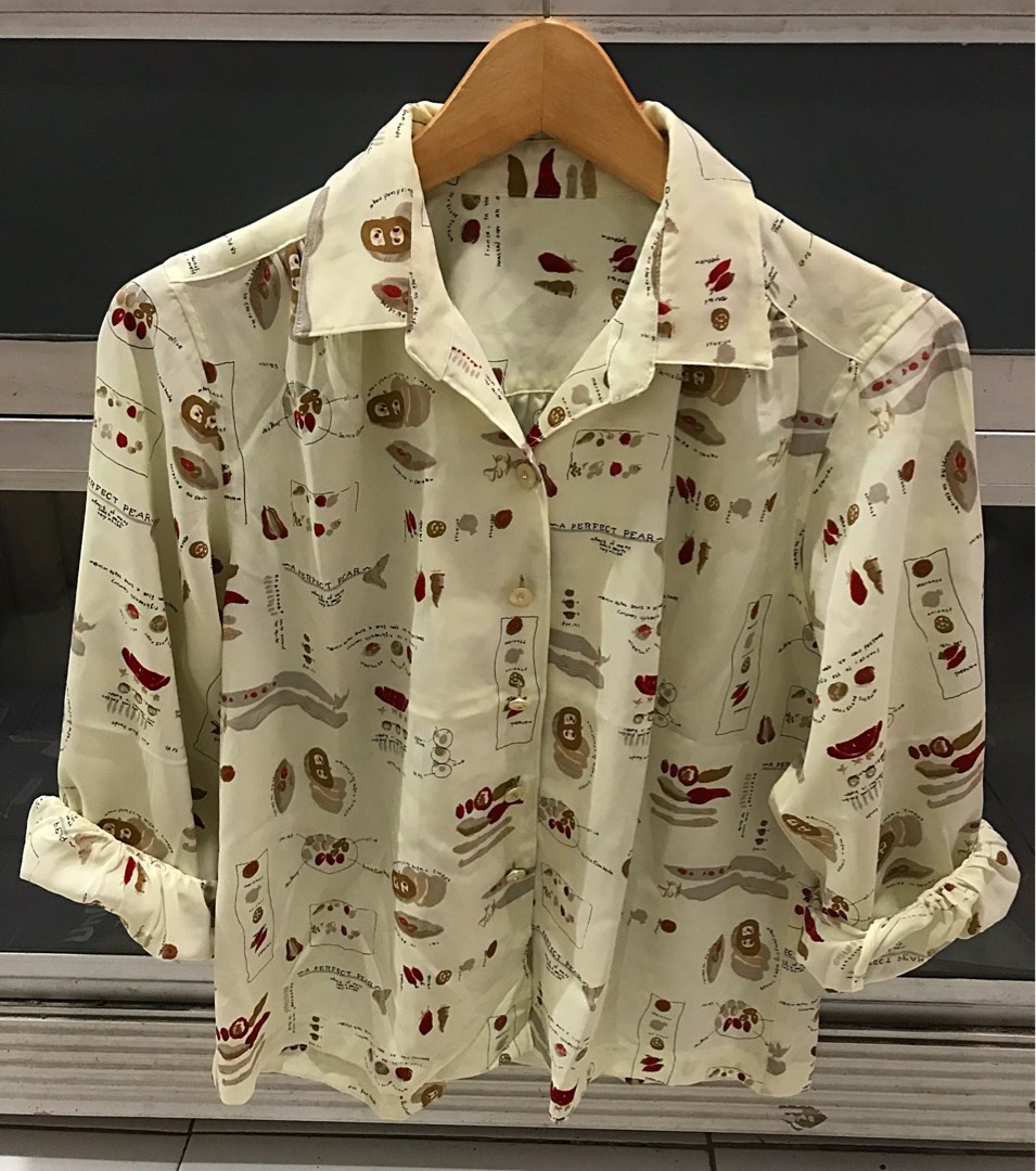 Kemeja vintage rare motif // kemeja korea premium, Fesyen Wanita ...