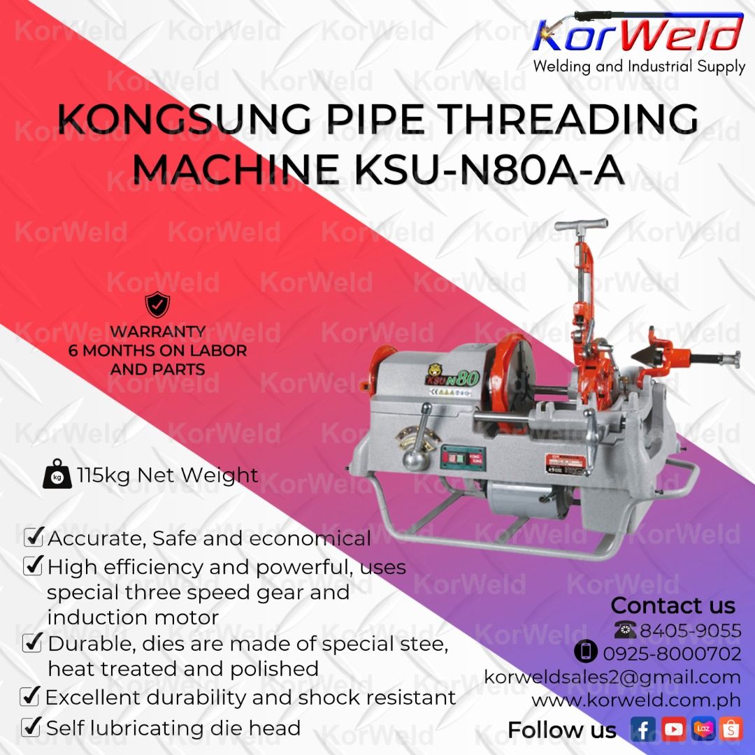 KONGSUNG PIPE THREADING MACHINE KSU N80A-A, Commercial & Industrial ...