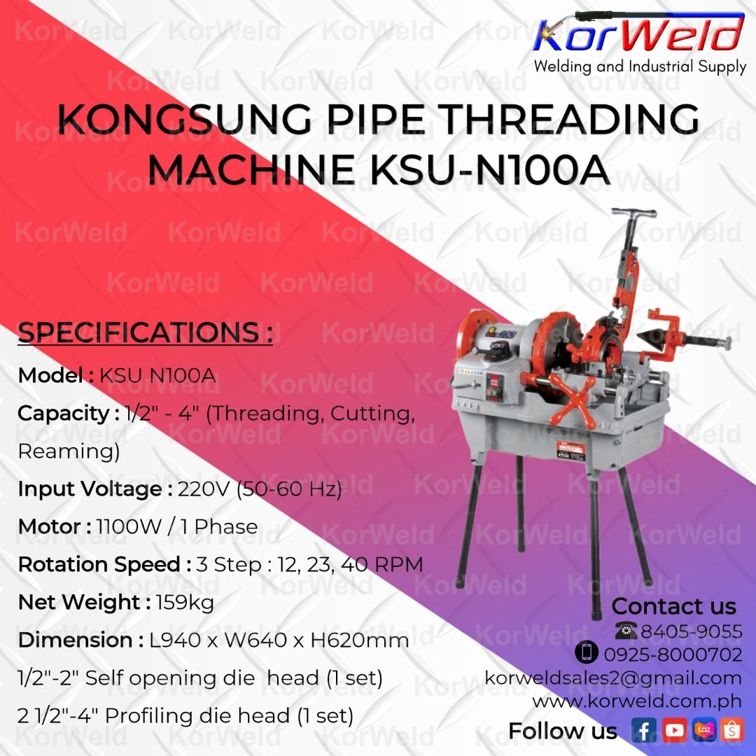 KONGSUNG PIPE THREADING MACHINE KSU N100A, Commercial & Industrial ...