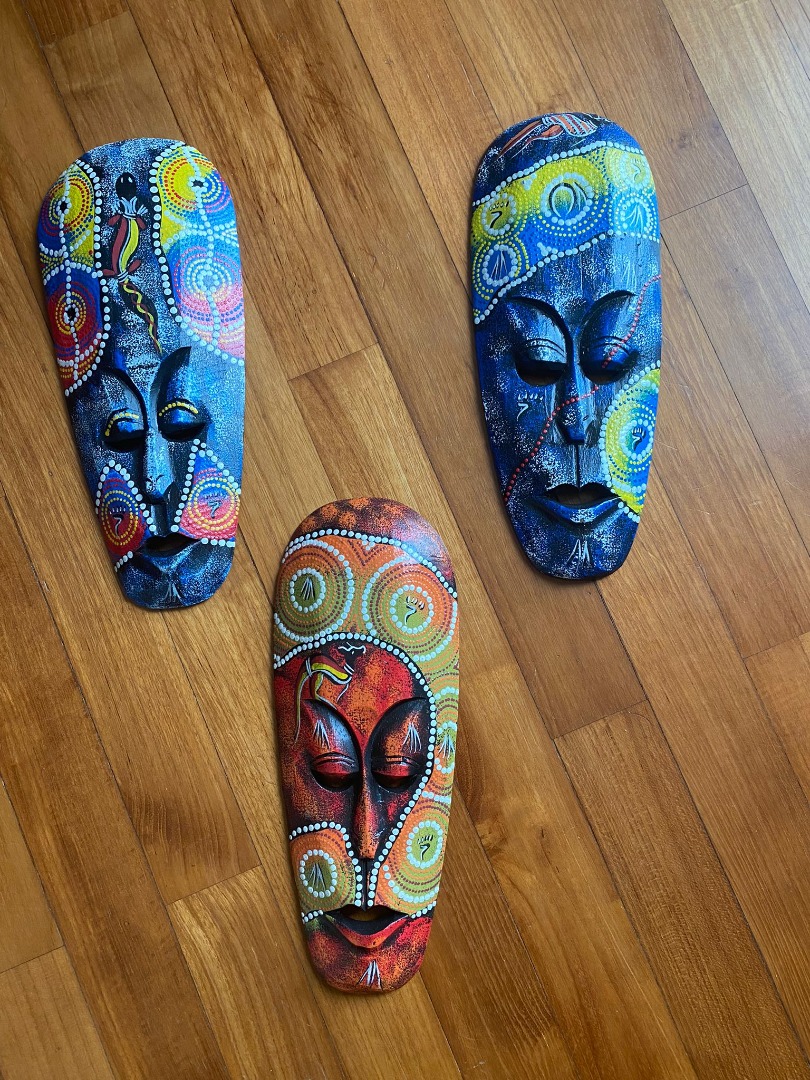 Large Wooden Masks / Australian Boomerang, Furniture & Home Living ...