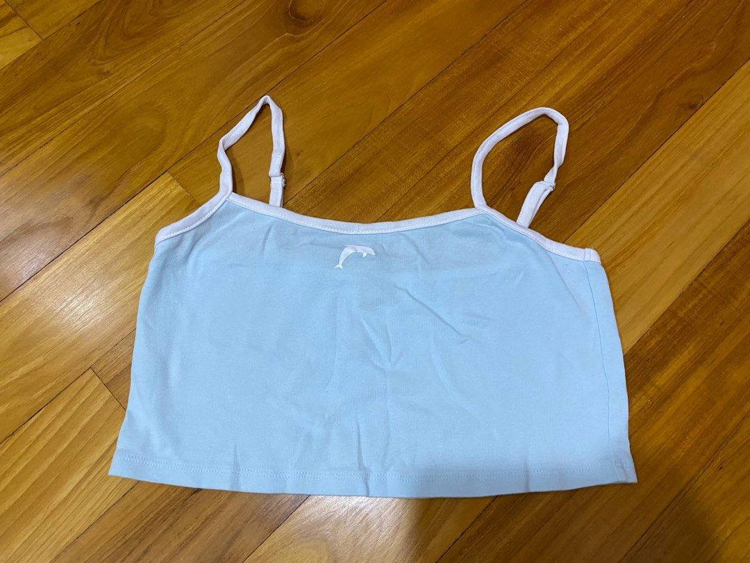 light blue cropped tank, Women's Fashion, Tops, Sleeveless on Carousell