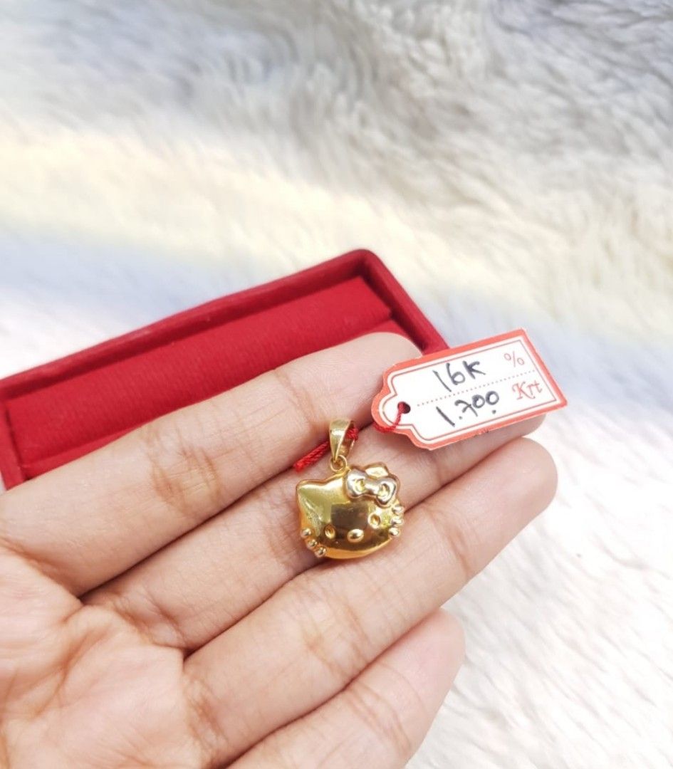 Liontin emas 70 kepala hello kitty, Barang Mewah, Aksesoris di Carousell