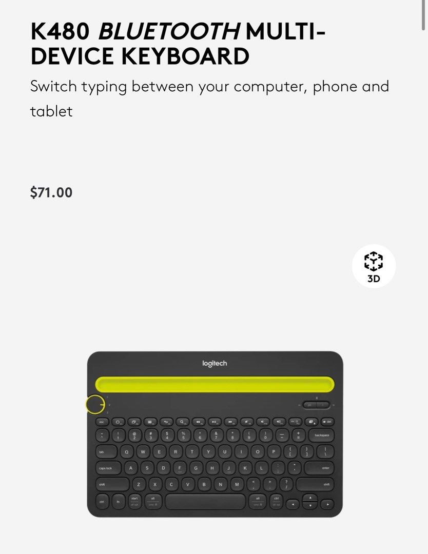 Logitech K480 keyboard, Computers & Tech, Parts & Accessories, Computer Keyboard on Carousell