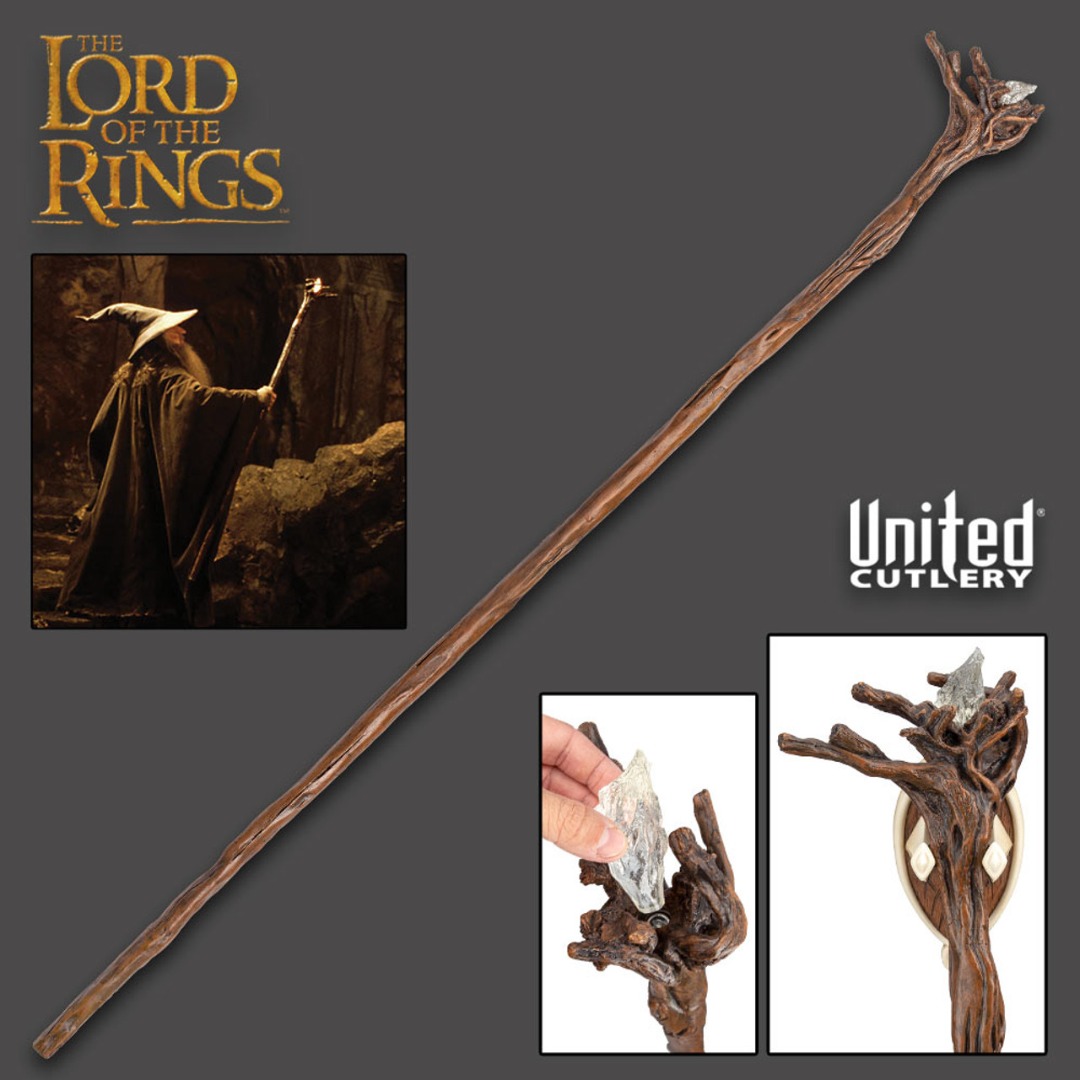 LOTR Illuminated Moria Staff Of Gandalf And Display Plaque, Hobbies ...