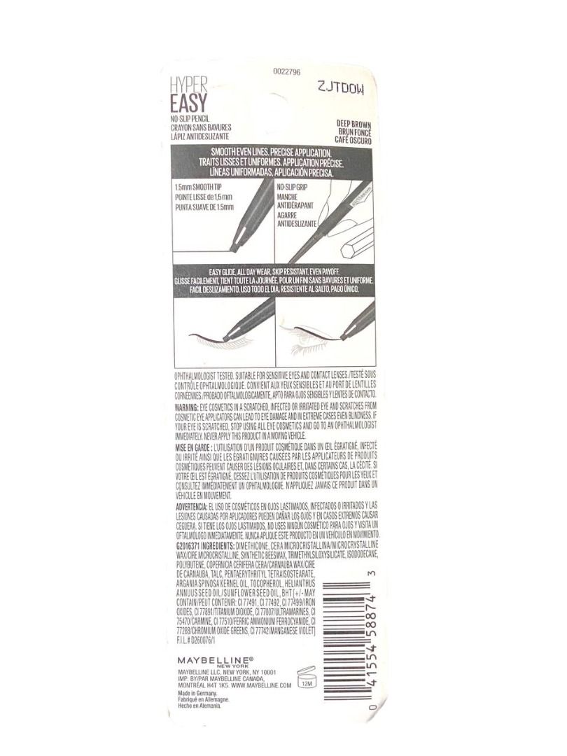 Maybelline New York Hyper Easy No Slip Pencil Eyeliner Makeup 50mg ...