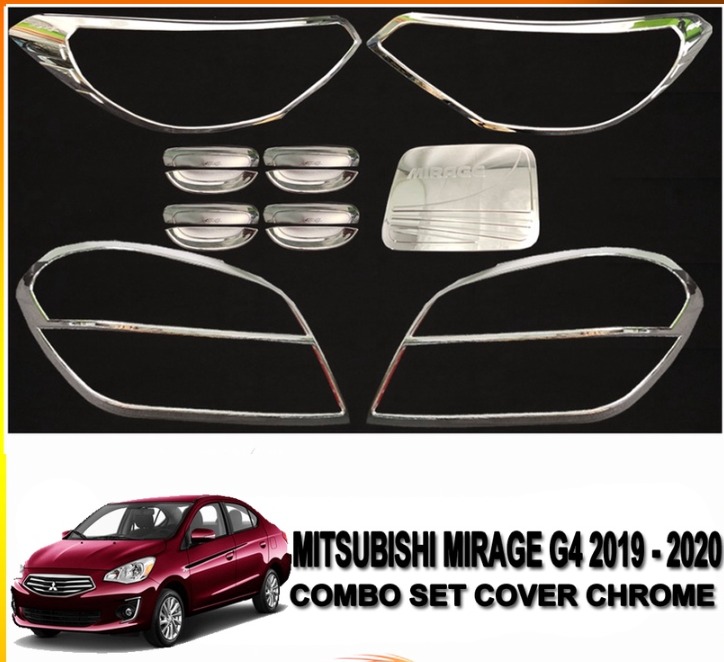Mitsubishi Mirage G4 2019 to 2020 Garnish Combo set cover chrome on ...