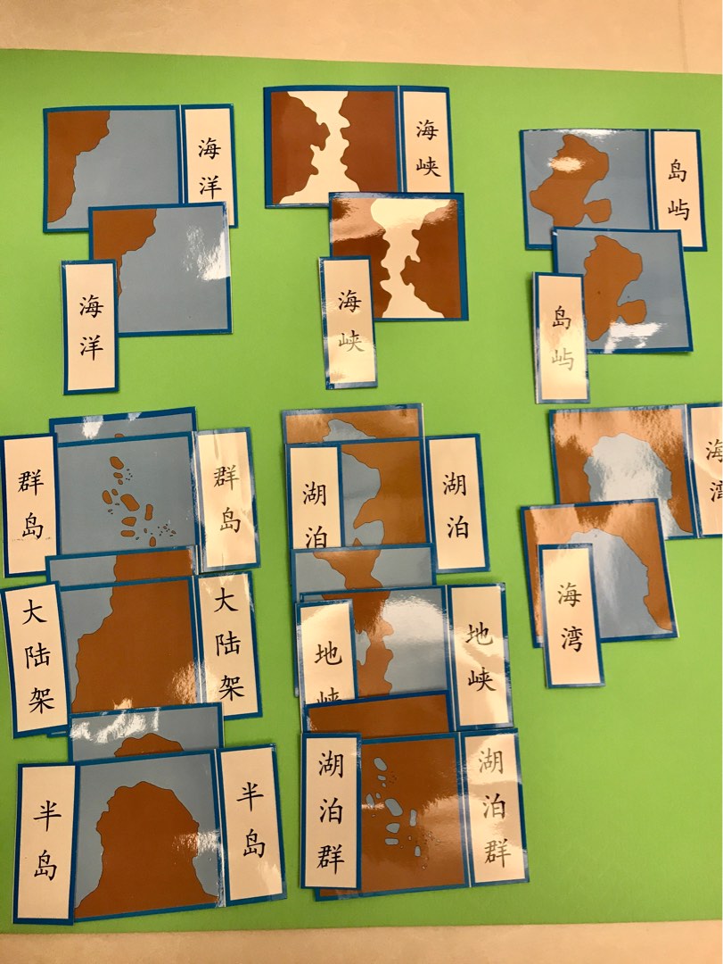 Montessori Chinese land & water form cards, Hobbies & Toys, Stationery ...