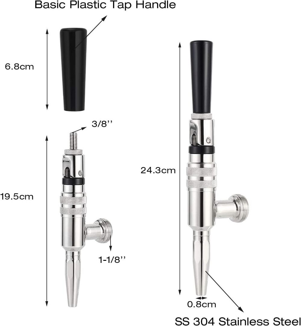 MRbrew Stout Beer Coffee Faucet, 304 Grade Stainless Steel Nitrogen Keg ...