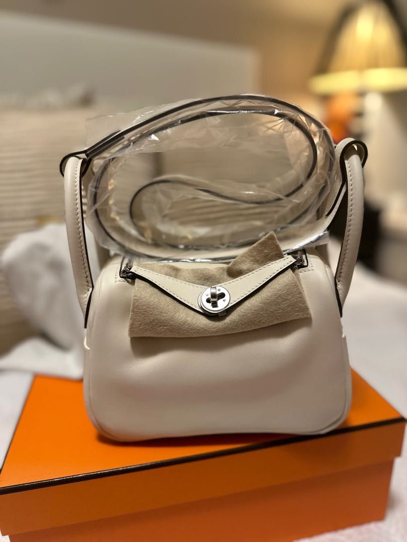 New Hermes Mini Lindy Nata Lime swift (sliver hardware), 名牌, 手袋及銀包 ...