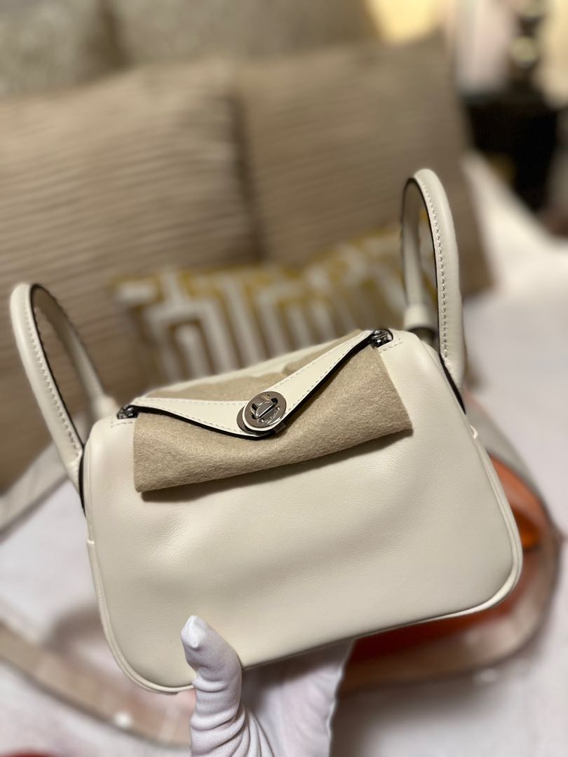 New Hermes Mini Lindy Nata Lime swift (sliver hardware), 名牌, 手袋及銀包 ...