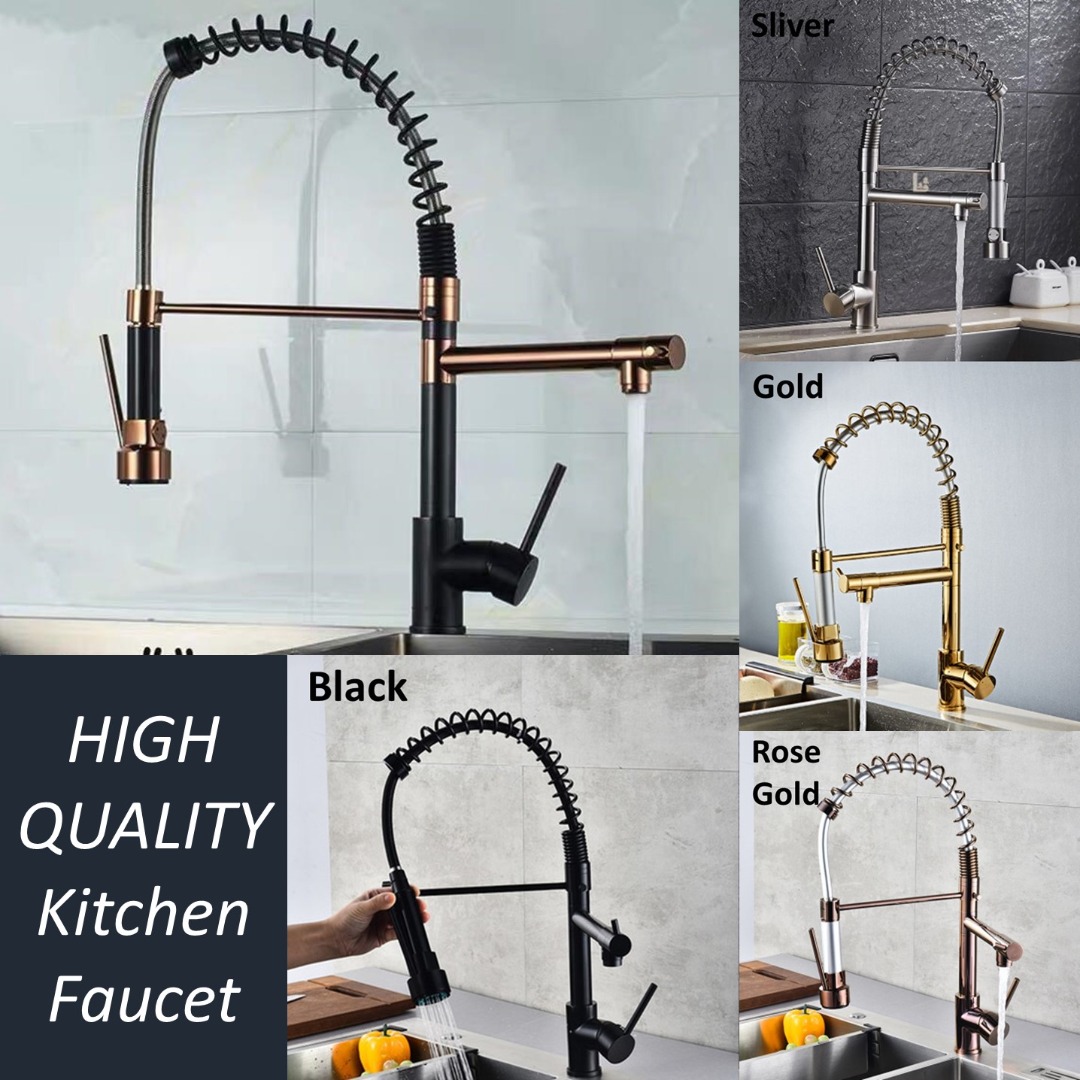 NEW Kitchen Faucet / Kitchen Tap / Black Rose Gold Spring Tap / Black ...