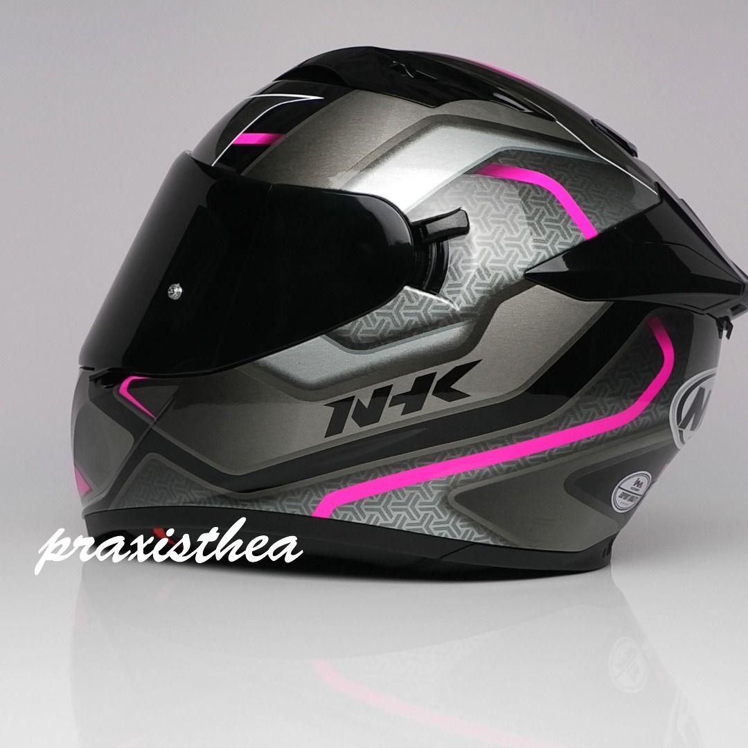NHK Helmet GP PRIME CRUST Dual Visor Full Face Large Black Pink Glossy ...