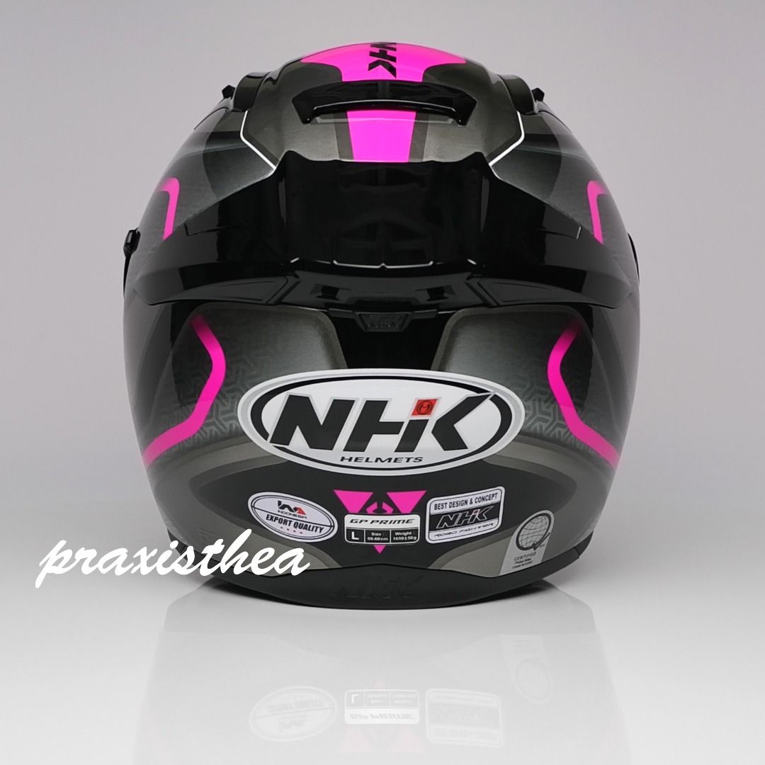 NHK Helmet GP PRIME CRUST Dual Visor Full Face Large Black Pink Glossy ...