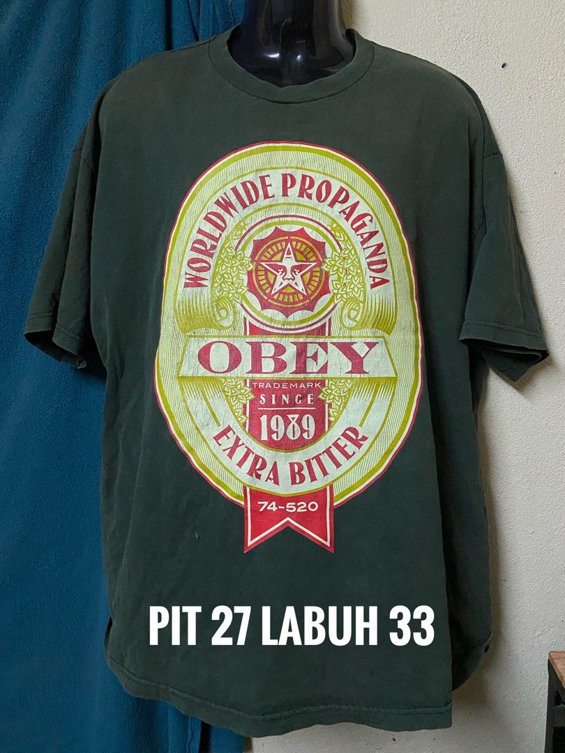 Obey Green XXL, Men's Fashion, Tops & Sets, Tshirts & Polo Shirts on Carousell
