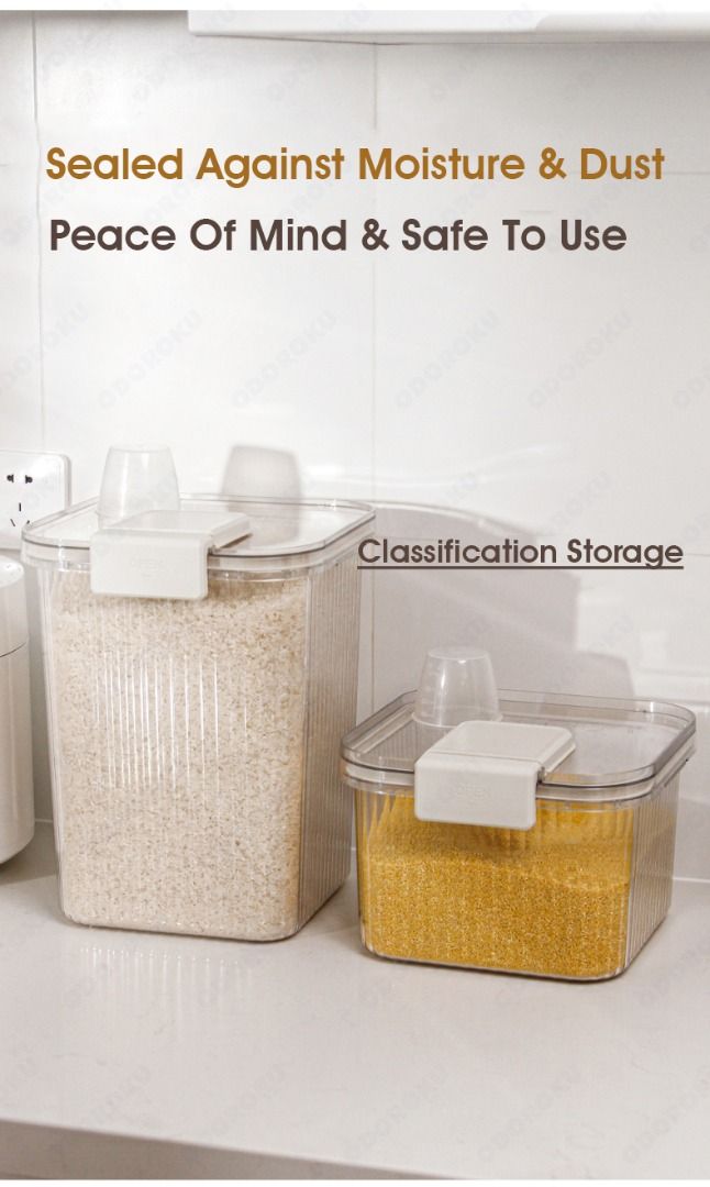 ODOROKU 5/10 kg Large Rice Storage Containers with Lids Airtight with ...