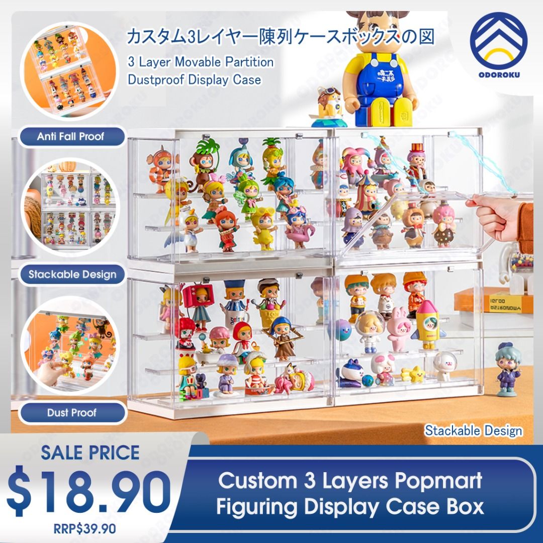 ODOROKU Popmart Display Case with Magnetic Door and Removable Shelves ...