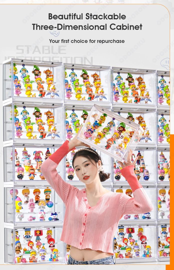 ODOROKU Popmart Display Case with Magnetic Door and Removable Shelves ...