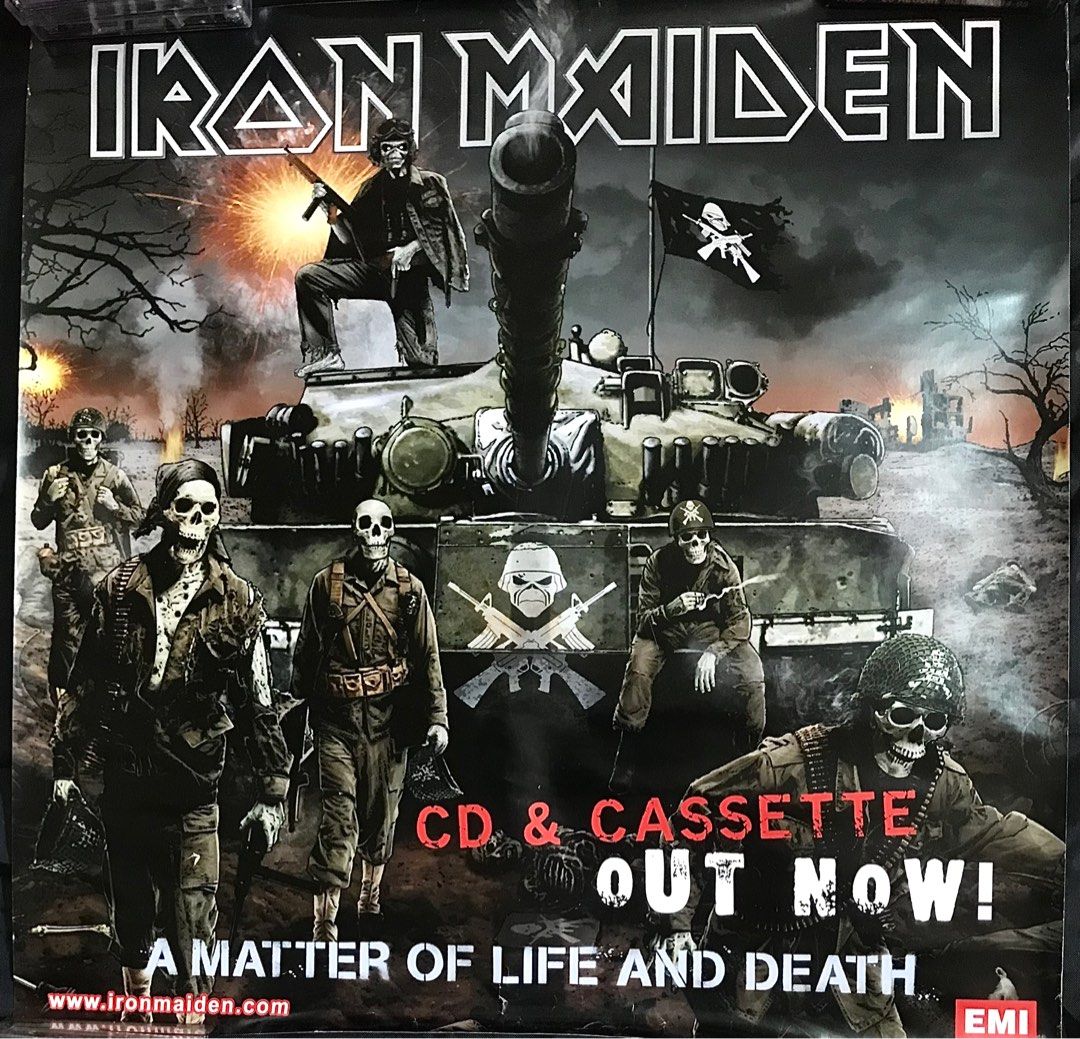 OFFICIAL IRON MAIDEN - A MATTER OF LIFE AND DEATH EMI POSTER, Hobbies ...