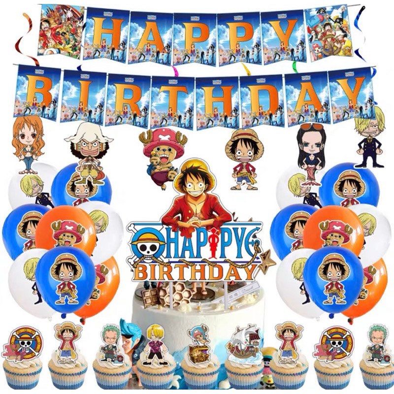 One Piece Pirate Luffy Chopper Happy Birthday Party Decoration Prop Set ...