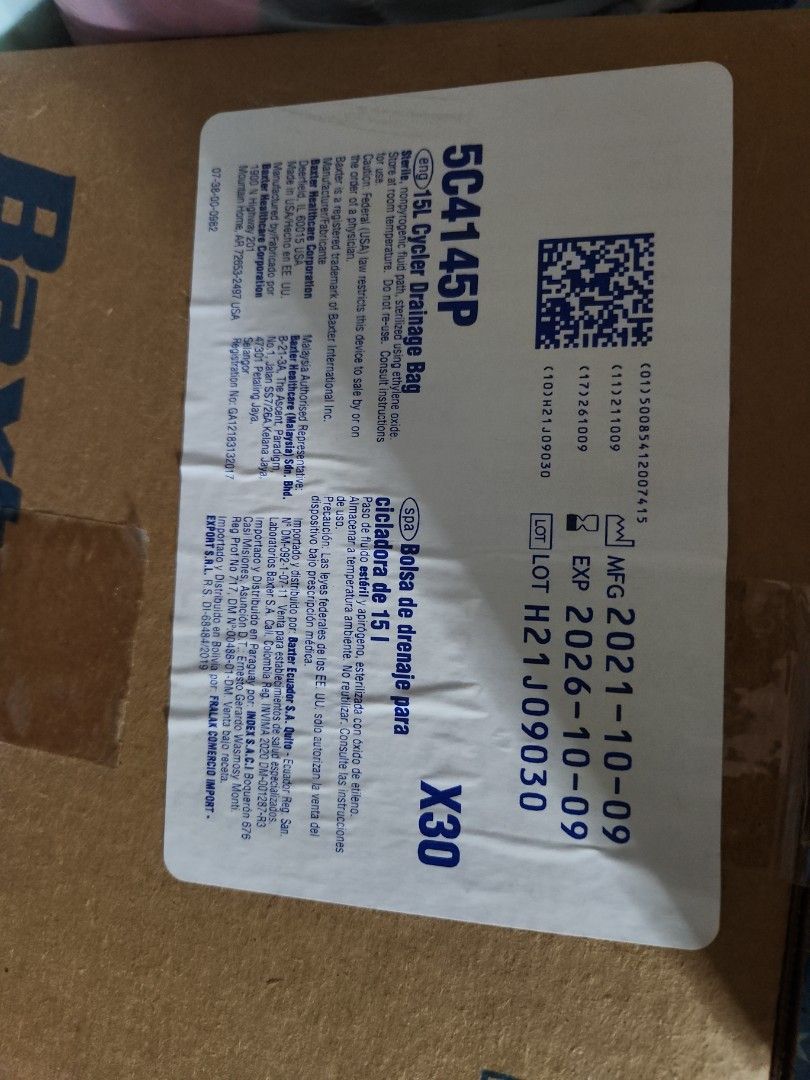 Peritoneal Dialysis set baxter, Health & Nutrition, Medical Supplies ...