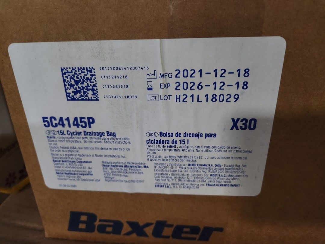 Peritoneal Dialysis set baxter, Health & Nutrition, Medical Supplies ...