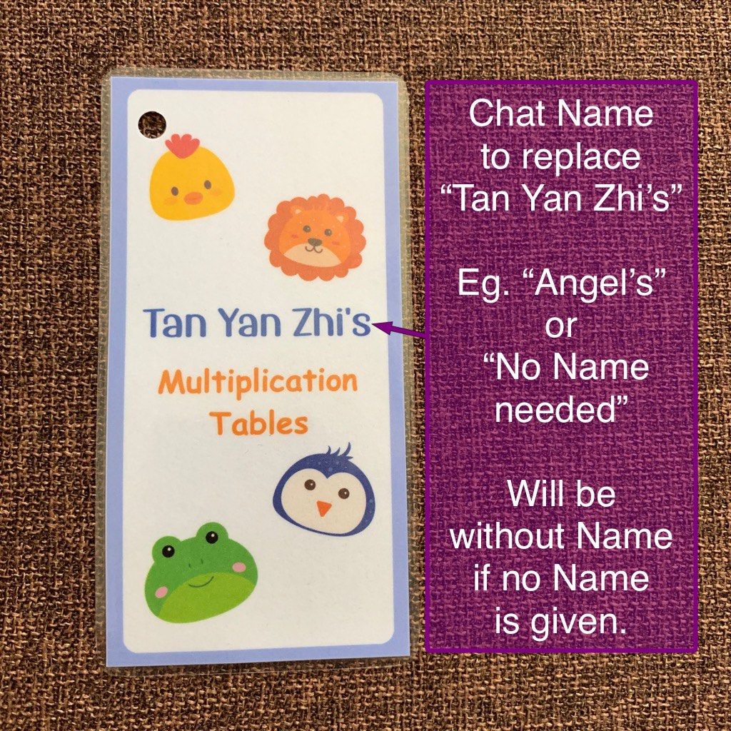 Personalised Name 14-in-1 Multiplication Table Math Times Table ...