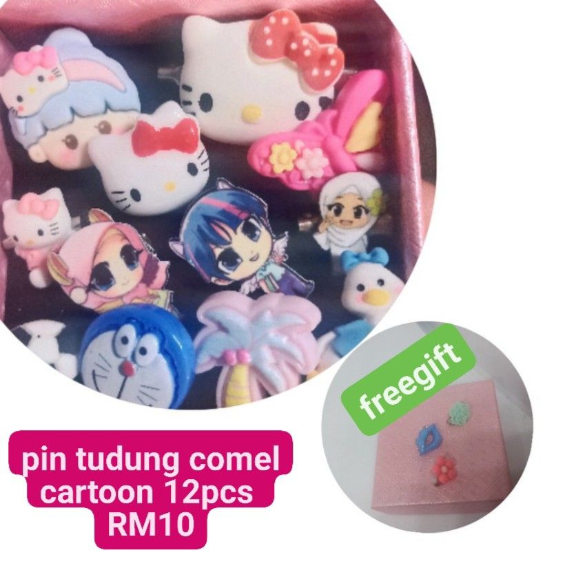 pin tudung comel cartoon, Hobbies & Toys, Toys & Games on Carousell