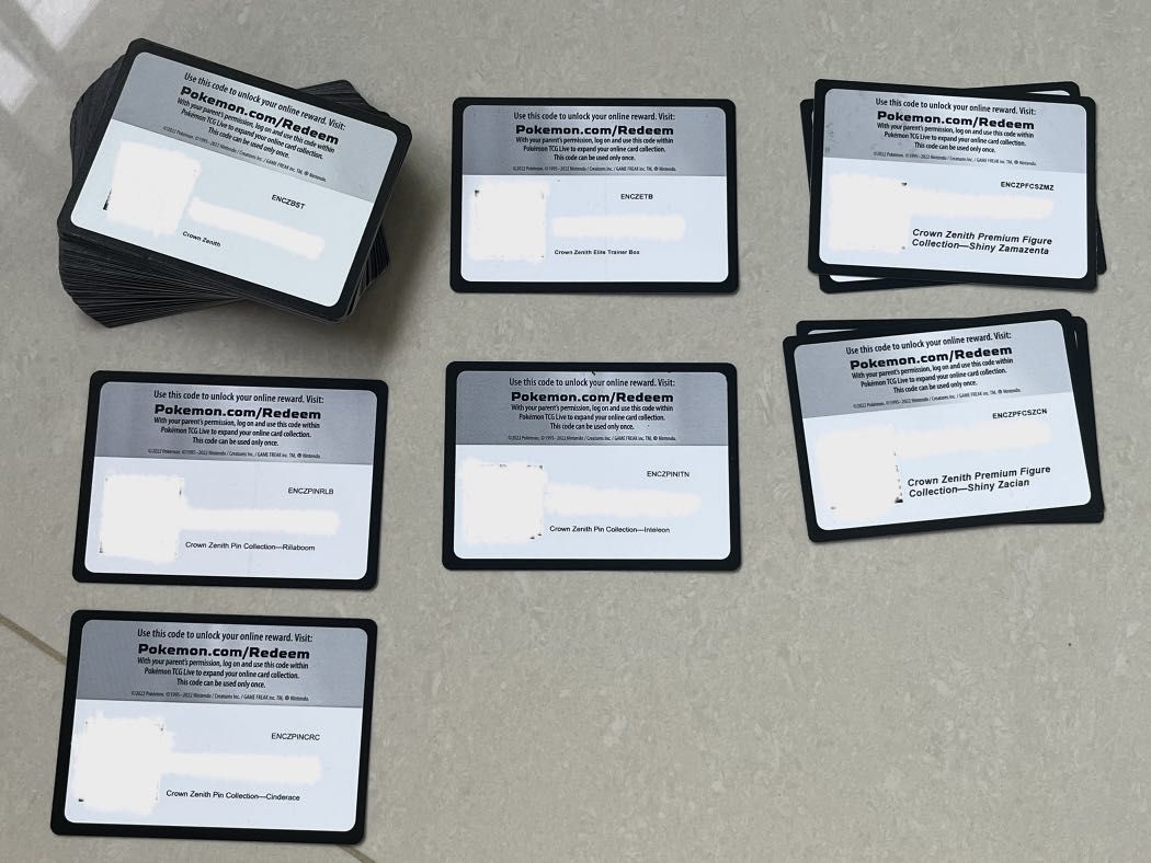 Pokemon TCG Crown Zenith code cards (total 69pcs), Hobbies & Toys, Toys ...