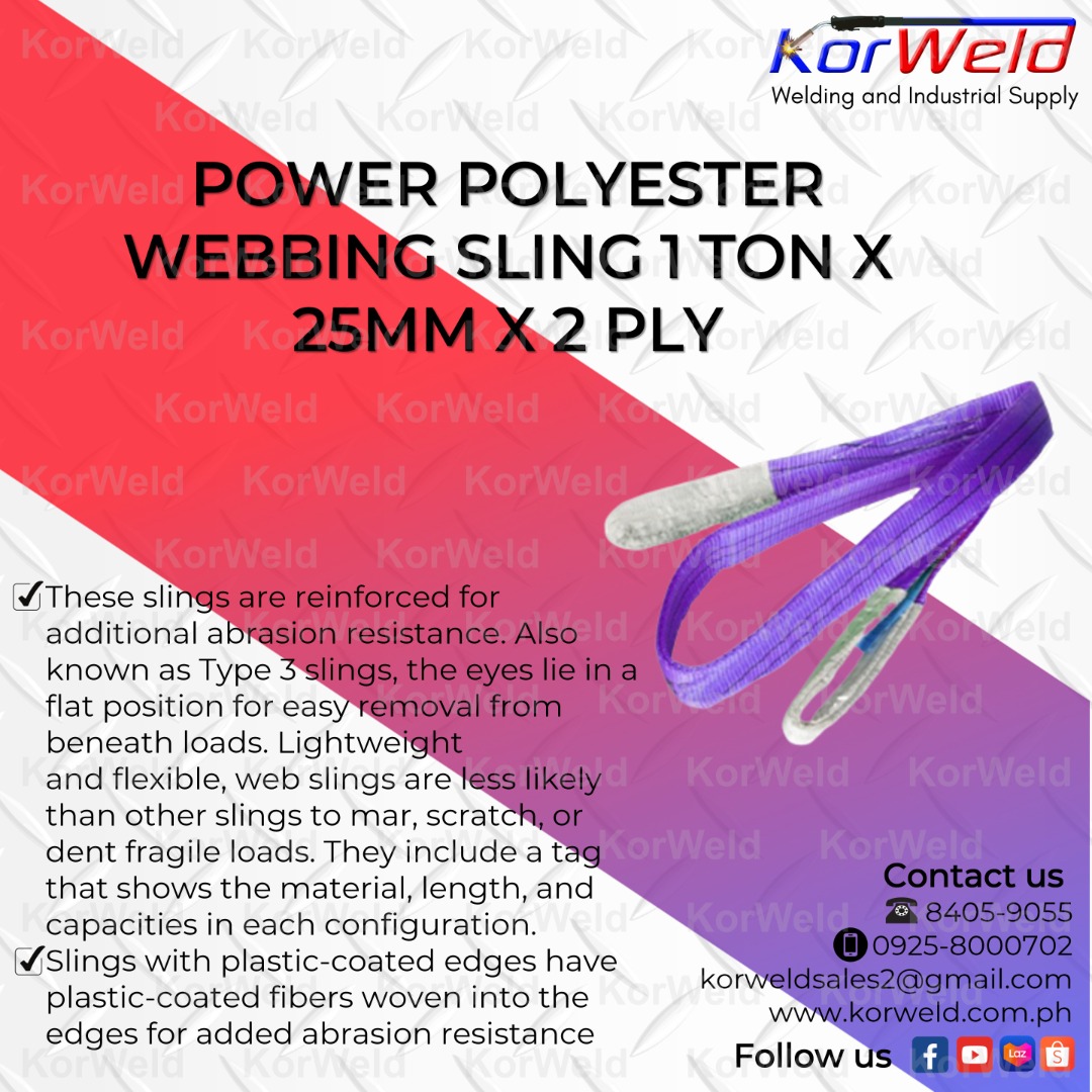 POWER POLYESTER WEBBING SLING 1 TON X 25MM X 2 PLY, Commercial ...