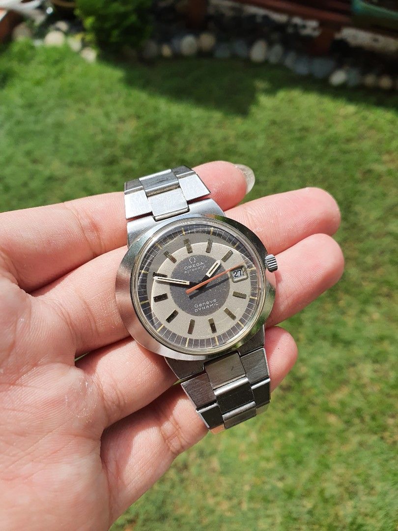 Rare! Oversized Omega Dynamic Geneve grey dial orange second hand ...