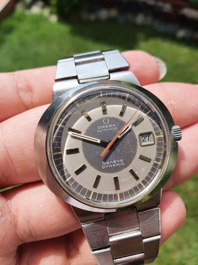 Rare! Oversized Omega Dynamic Geneve grey dial orange second hand ...