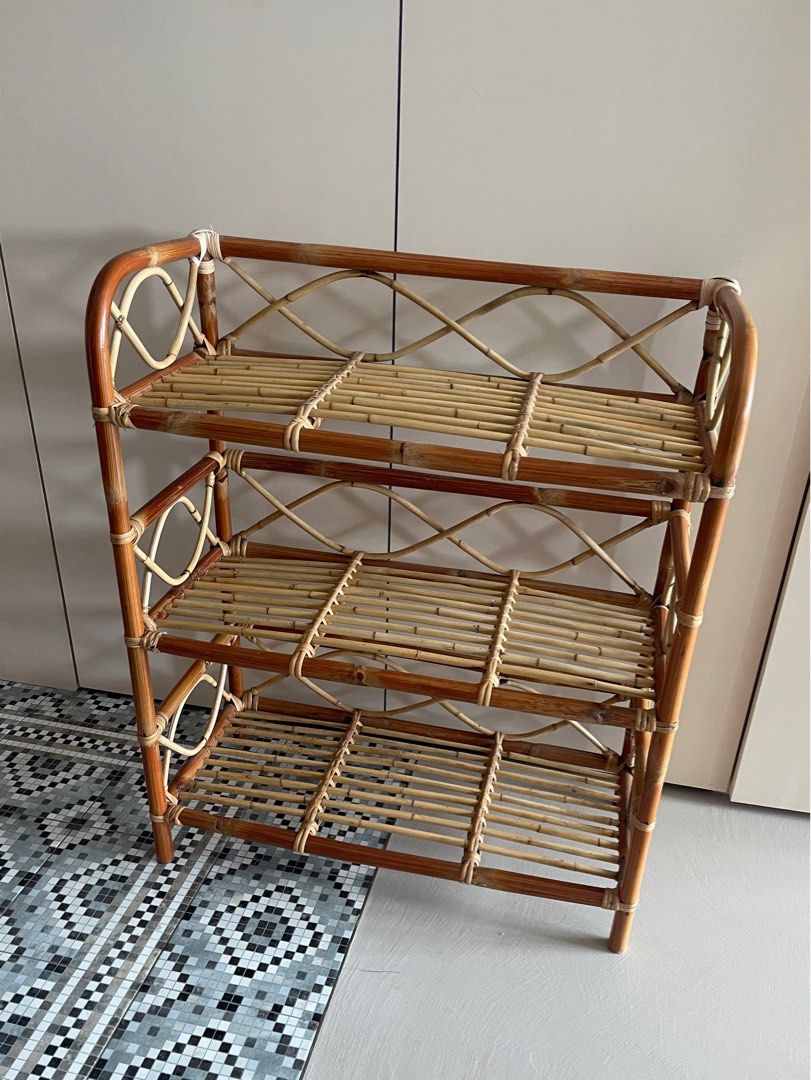 Rattan shoe rack 3 tier, Furniture & Home Living, Outdoor Furniture on ...
