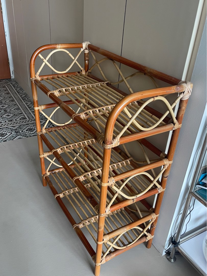 Rattan shoe rack 3 tier, Furniture & Home Living, Outdoor Furniture on ...