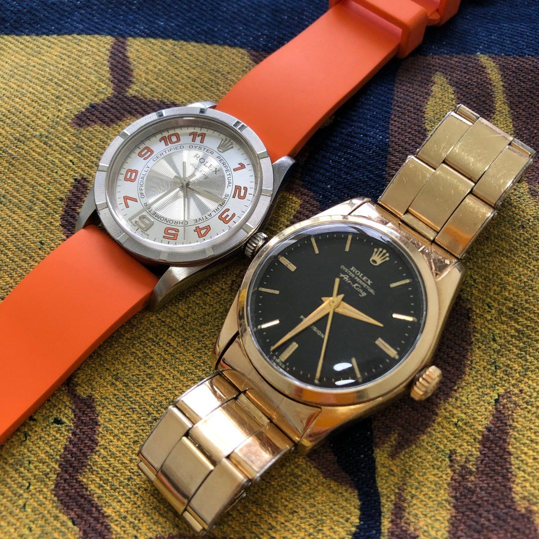 Rolex Ref. 6634 Golden Egg Case with Airking Black Gilt Dial 14K Gold ...