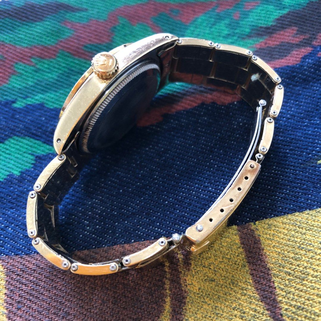 Rolex Ref. 6634 Golden Egg Case with Airking Black Gilt Dial 14K Gold ...